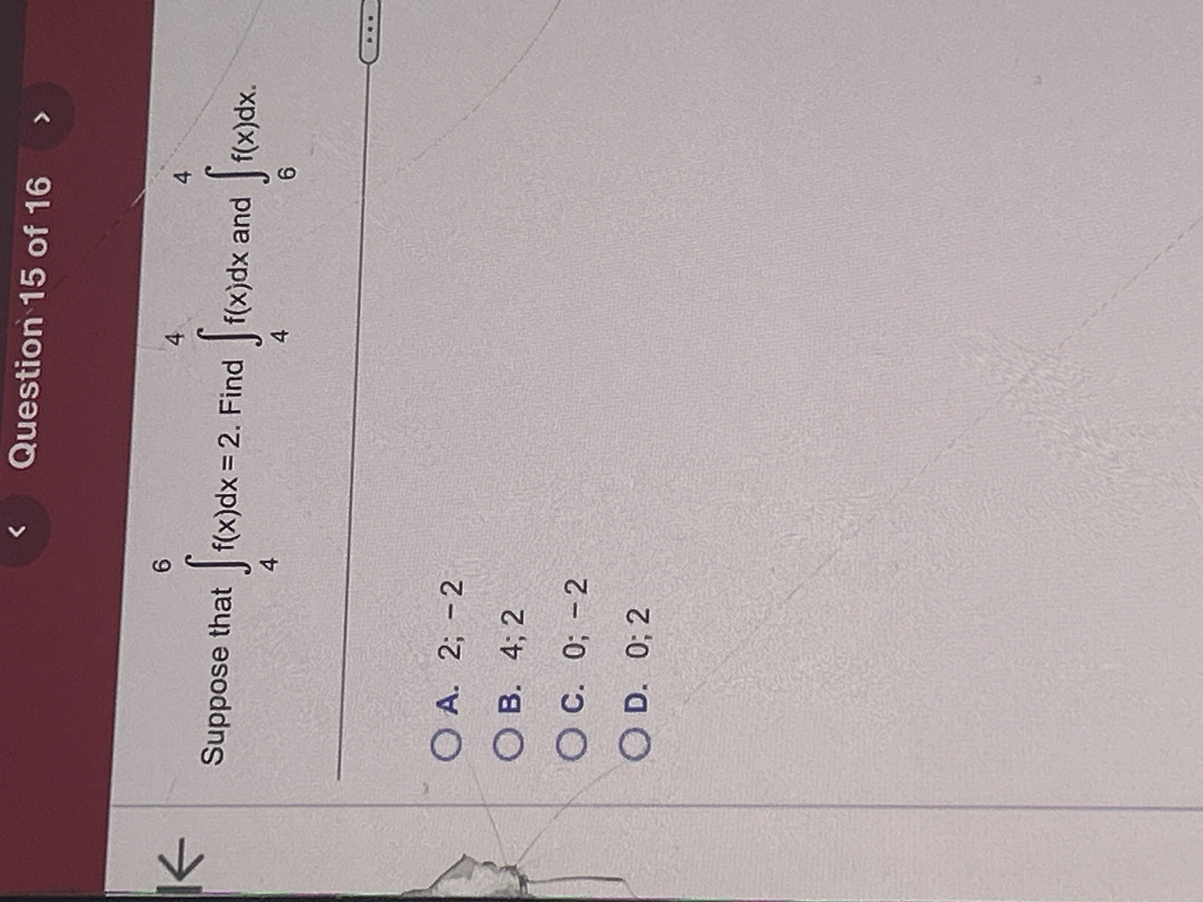 Solved Suppose that ∫46f(x)dx=2. Find ∫44f(x)dx and | Chegg.com