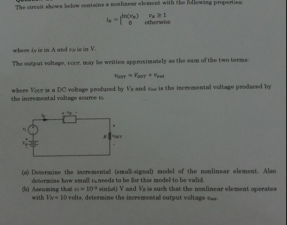 Solved The circuit shown below contains a nonlinear element | Chegg.com