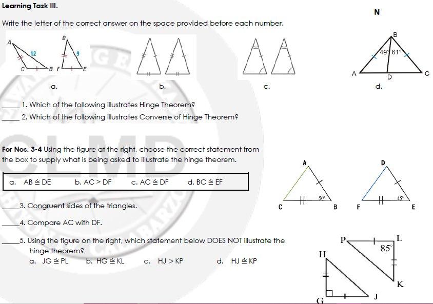 Solved N Learning Task III. Write the letter of the correct | Chegg.com