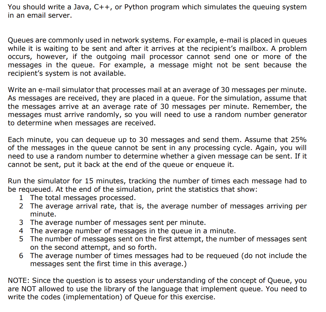 Solved You should write a Java, C++, or Python program which | Chegg.com