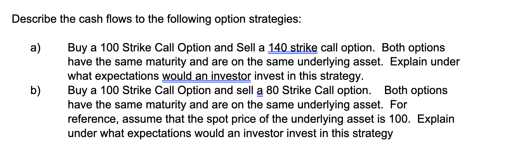Solved Describe the cash flows to the following option | Chegg.com