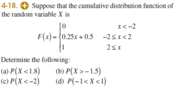 Solved 4-18. Suppose that the cumulative distribution | Chegg.com