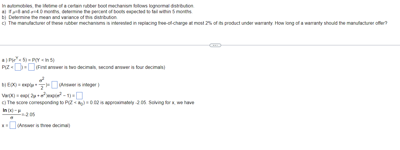 Solved In automobiles, the lifetime of a certain rubber boot | Chegg.com