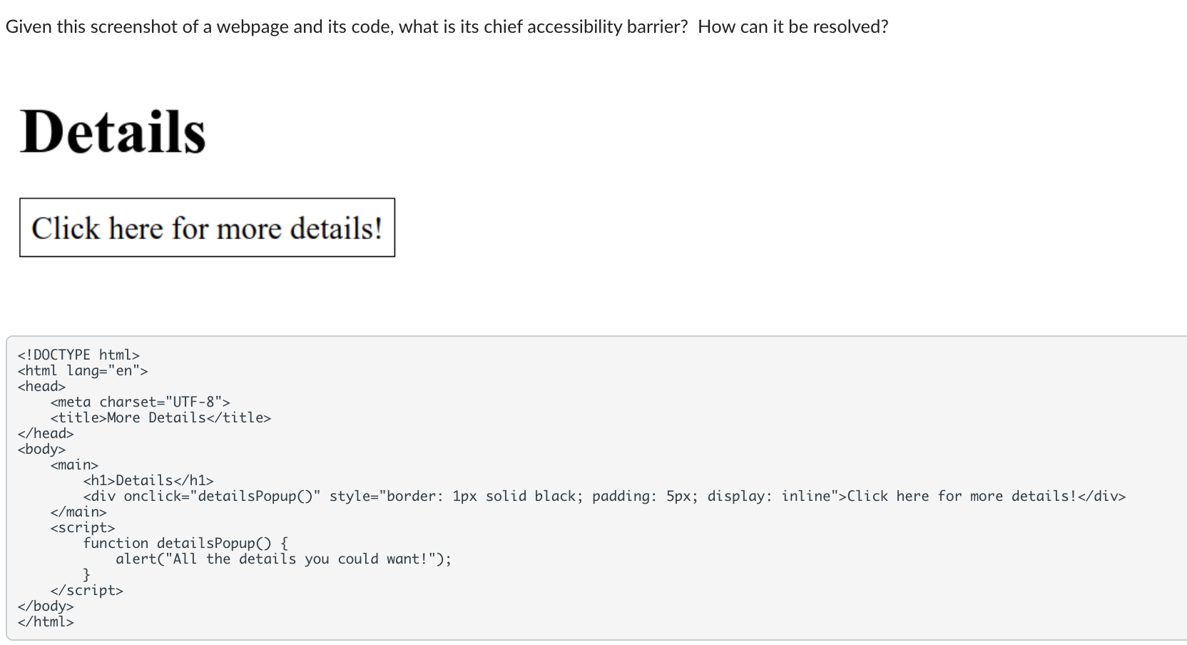 Solved Given This Screenshot Of A Webpage And Its Code What 