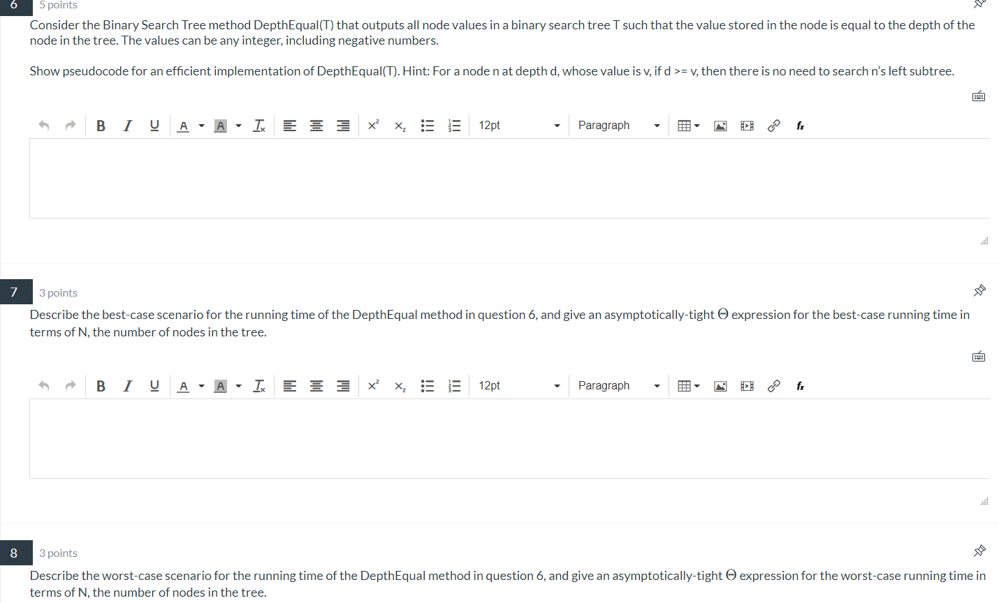 Solved 6 5 points Consider the Binary Search Tree method | Chegg.com