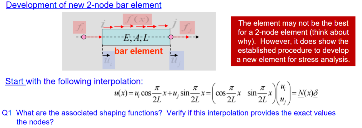 Solved Development of new 2-node bar element The element may | Chegg.com