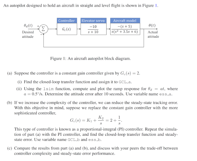 Solved An autopilot designed to hold an aircraft in straight | Chegg.com