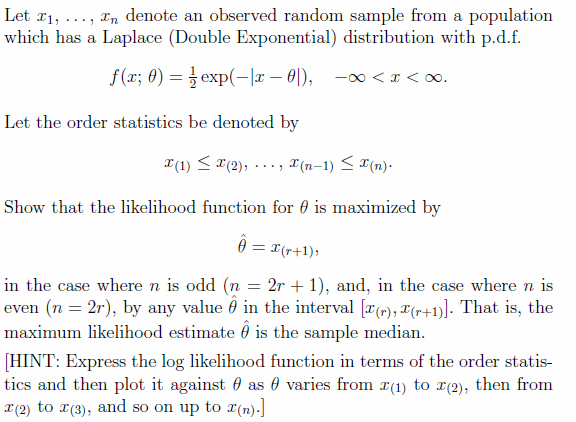 Solved Let r which has a Laplace (Double Exponential) | Chegg.com