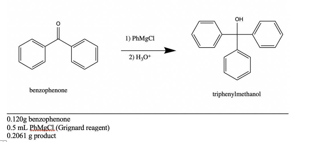 Solved OH 1) PhMgCl ob 052 2) H3O+ benzophenone | Chegg.com