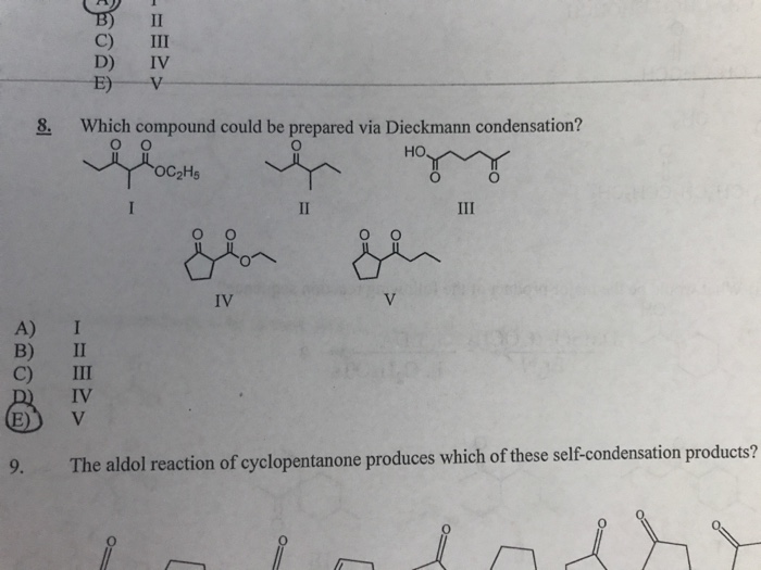 Solved C) III D) IV 8. Which compound could be prepared via | Chegg.com