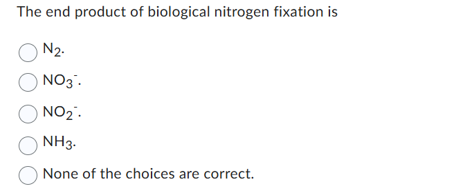 Solved The end product of biological nitrogen fixation | Chegg.com