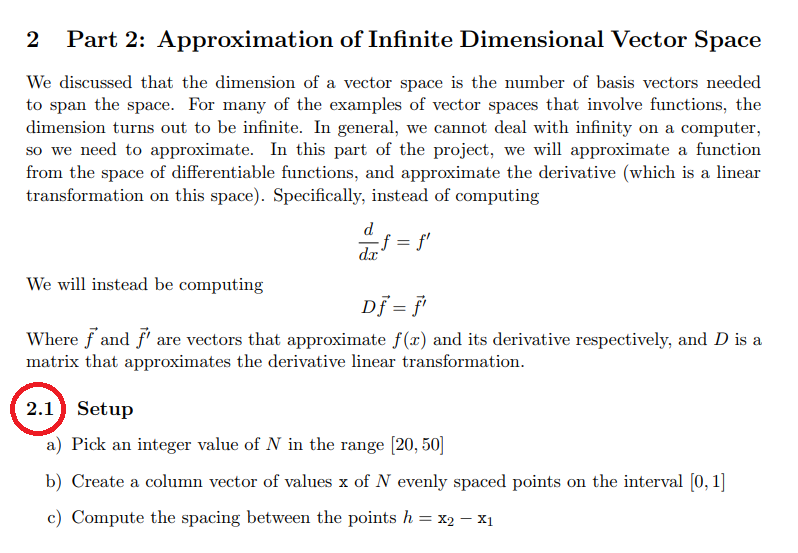 Solved Part 2 Approximation Of Infinite Dimensional Vector