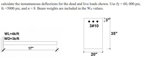 Solved calculate the instantaneous deflections for the dead | Chegg.com