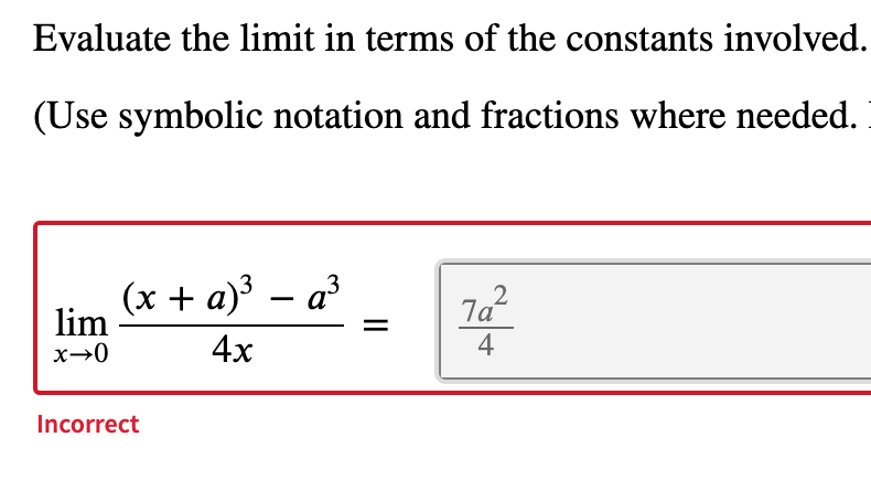 Solved Evaluate the limit in terms of the constants | Chegg.com