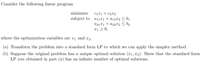 Solved Consider the following linear | Chegg.com