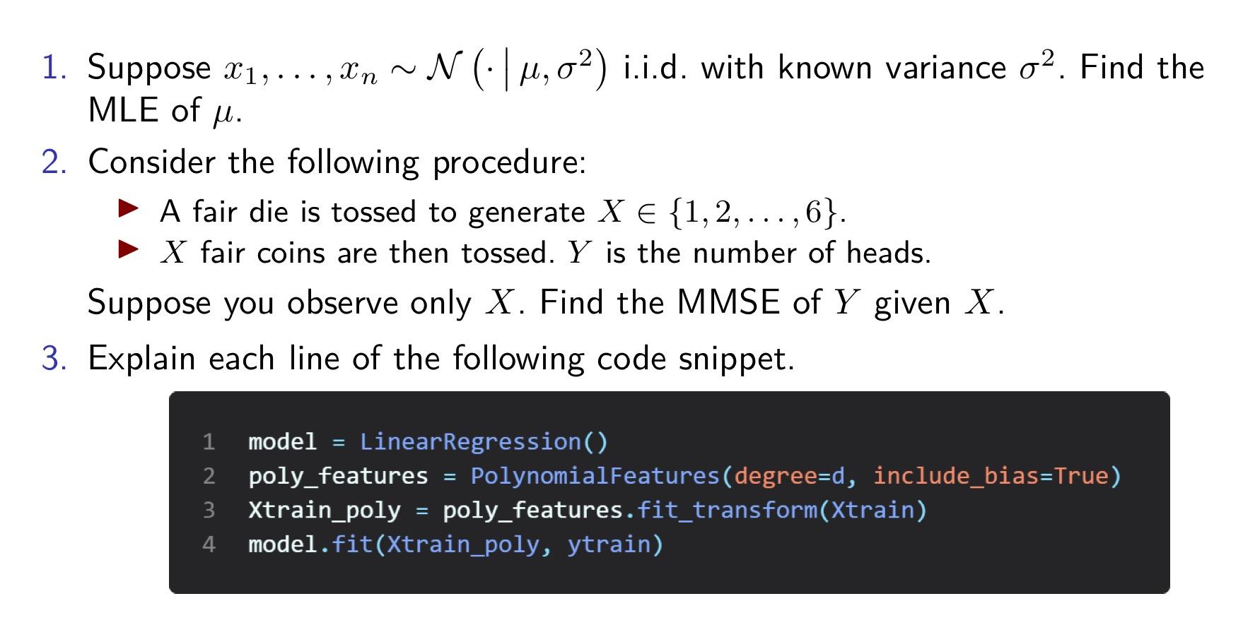 Solved Consider the following procedure: A fair die is | Chegg.com