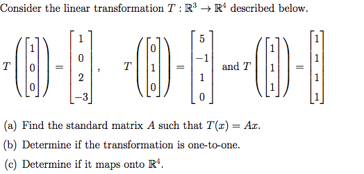 Solved Consider the linear transformation T: R3 ->R4 | Chegg.com