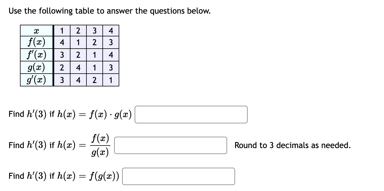 Solved Use the following table to answer the questions | Chegg.com