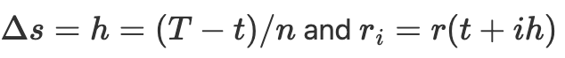 V0e0 E−∫0trsdsvt ∫ttrsds∑i0n−1rihΔsht−tn 