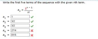 Solved Write the first five terms of the sequence with the | Chegg.com