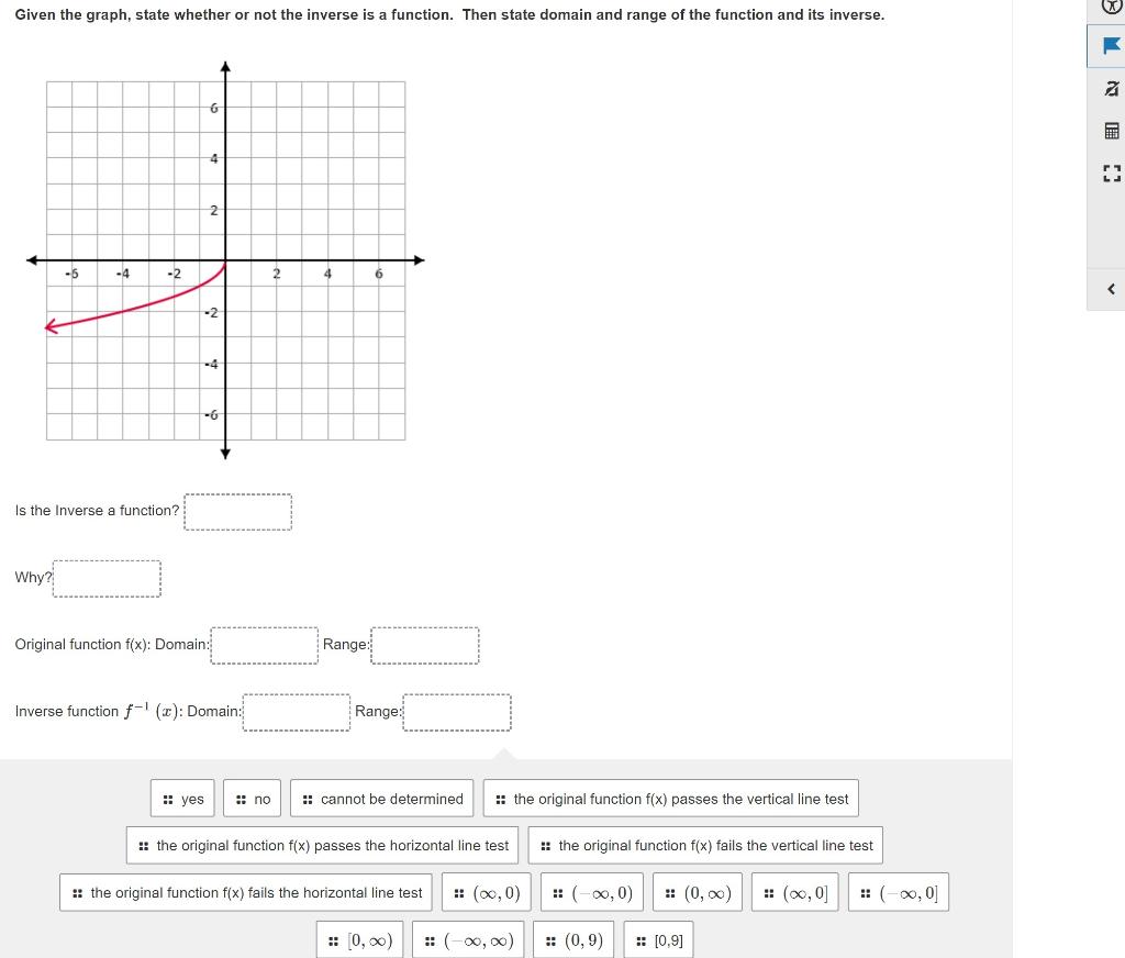 Solved Given the graph, state whether or not the inverse is | Chegg.com