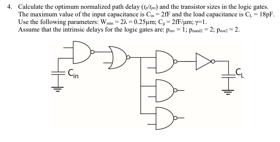 Solved 4. Calculate the optimum normalized path delay | Chegg.com