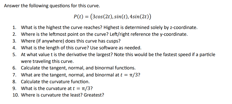 Solved Answer the following questions for this curve. | Chegg.com