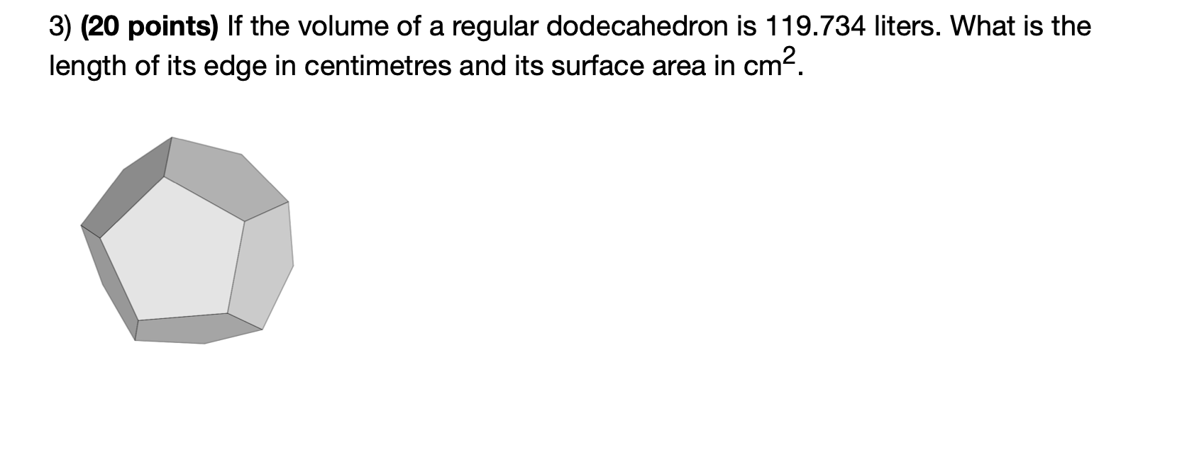Solved 3) (20 points) If the volume of a regular | Chegg.com