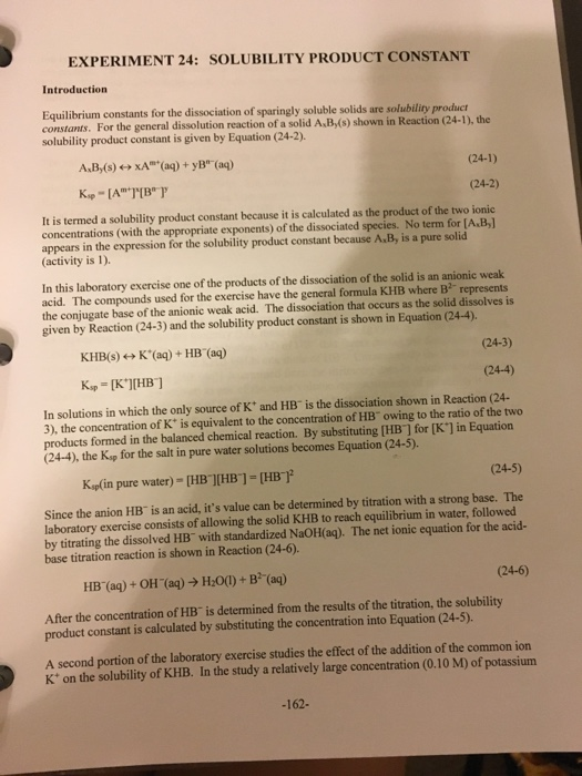 Solved Solubility Product Constant Prelaboratory Assignment | Chegg.com