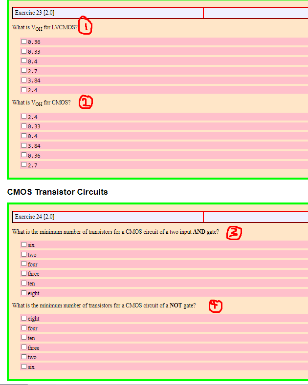 Solved Exercise 23 [2.0] What is VOH for LVCMOS? 0.36 0.33 | Chegg.com