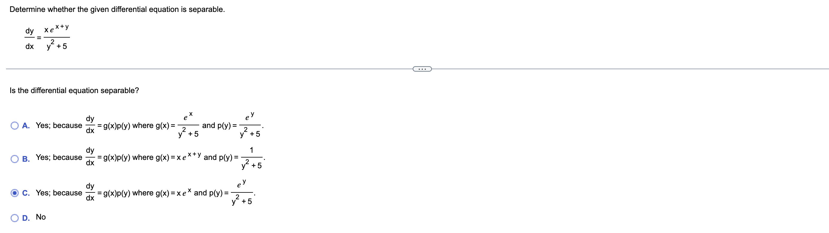 Solved Determine whether the given differential equation is | Chegg.com