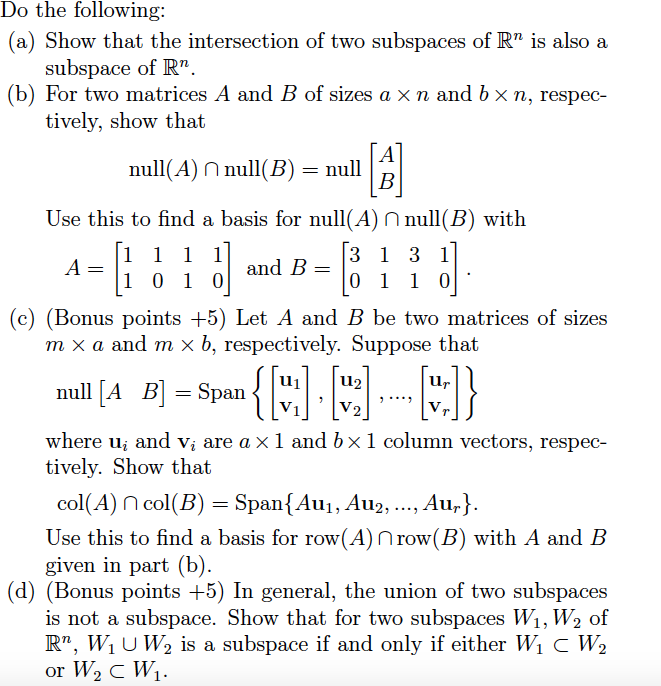Solved Do the following: (a) Show that the intersection of | Chegg.com