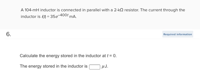 Solved A 104-mH inductor is connected in parallel with a | Chegg.com