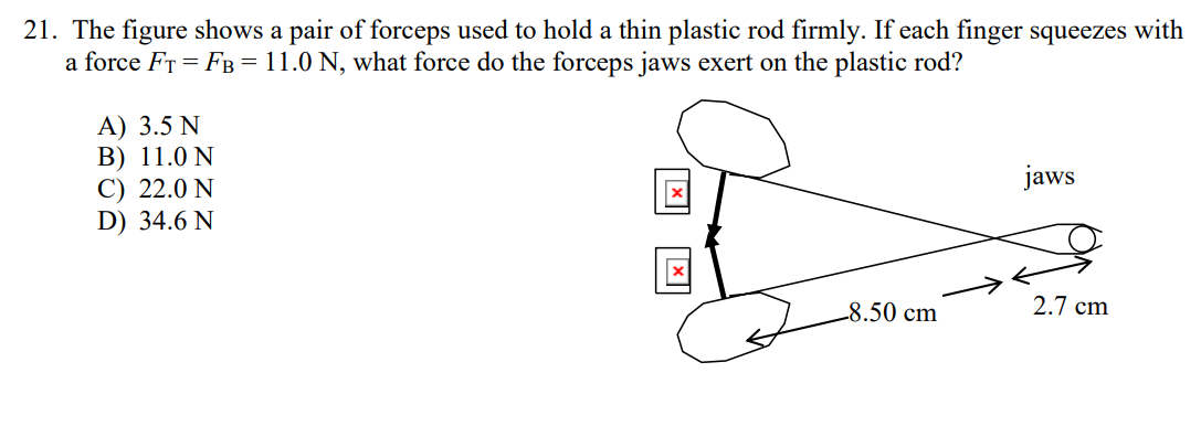 Solved 21. The figure shows a pair of forceps used to hold a | Chegg.com