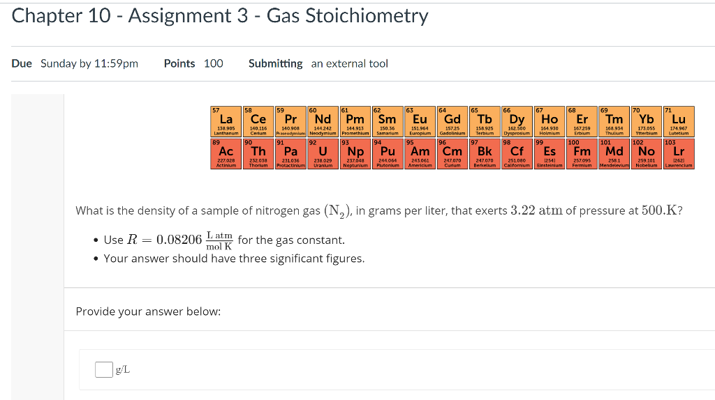Solved Chapter 10 - Assignment 3 - Gas Stoichiometry Due | Chegg.com