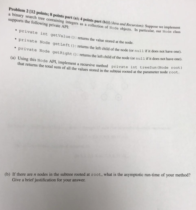 Solved a binary search tree containi supports the following | Chegg.com