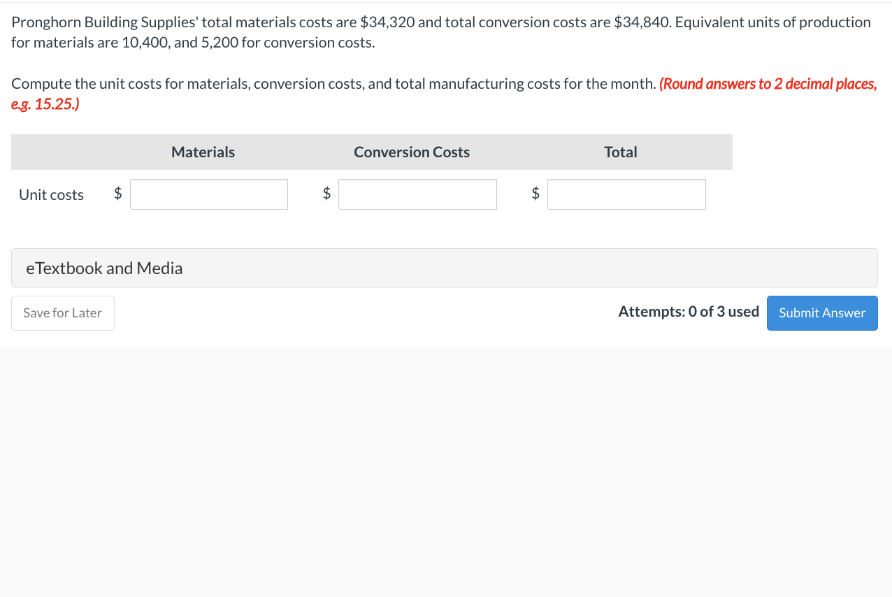 Solved Pronghorn Building Supplies' total materials costs | Chegg.com