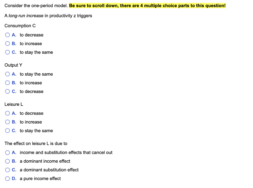 Solved Consider the one-period model. Be sure to scroll | Chegg.com