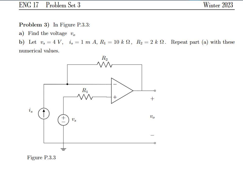 Solved Problem 3 In Figure P 3 3 A Find The Voltage Vo B