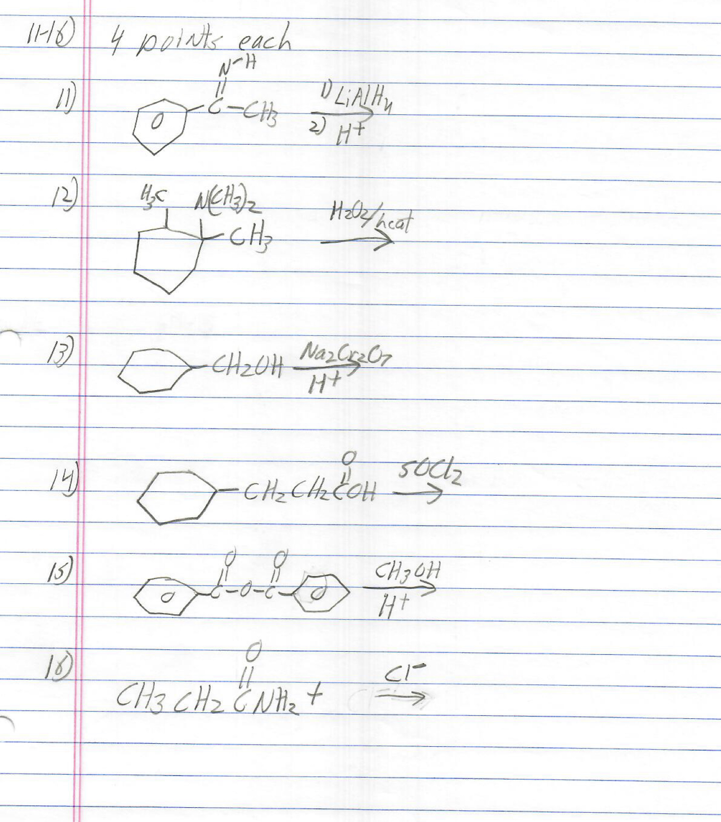 Solved 4 points each H3CN(CH3)2 CH3CH2CH2+Cl Cl− | Chegg.com