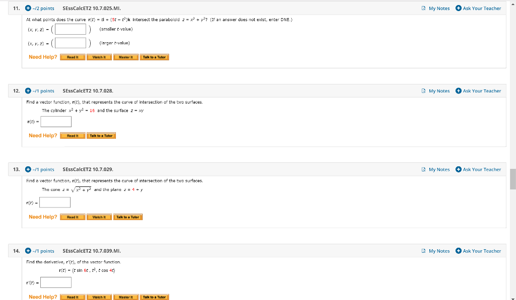 Solved 11. B My Notes Ask Your Teacher -/2 points | Chegg.com