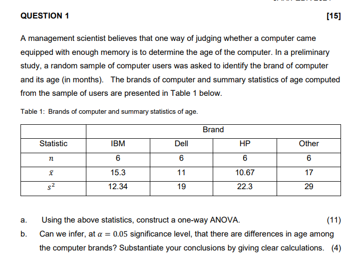 Solved QUESTION 1A management scientist believes that one | Chegg.com