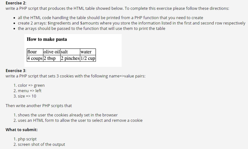 Solved HTML Table with PHP using Arrays. Directions included | Chegg.com