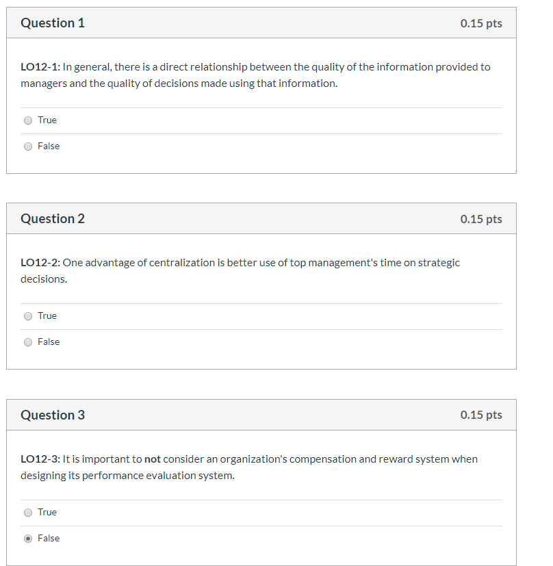 Solved Question 1 0.15 pts LO12-1: In general, there is a | Chegg.com