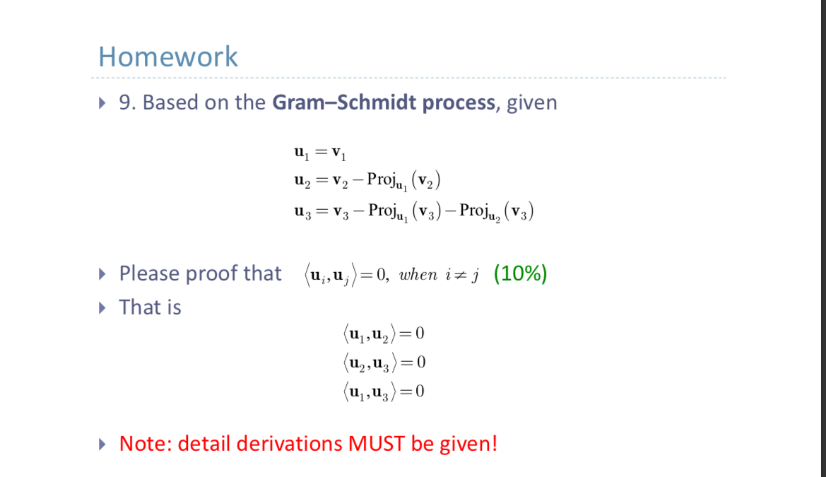 Solved Homework 9. Based on the Gram-Schmidt process, given | Chegg.com