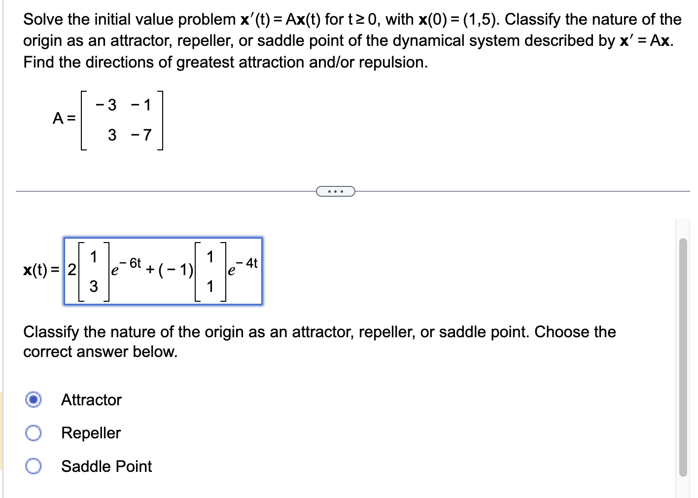 Solved Solve the initial value problem x′(t)=Ax(t) for t≥0, | Chegg.com
