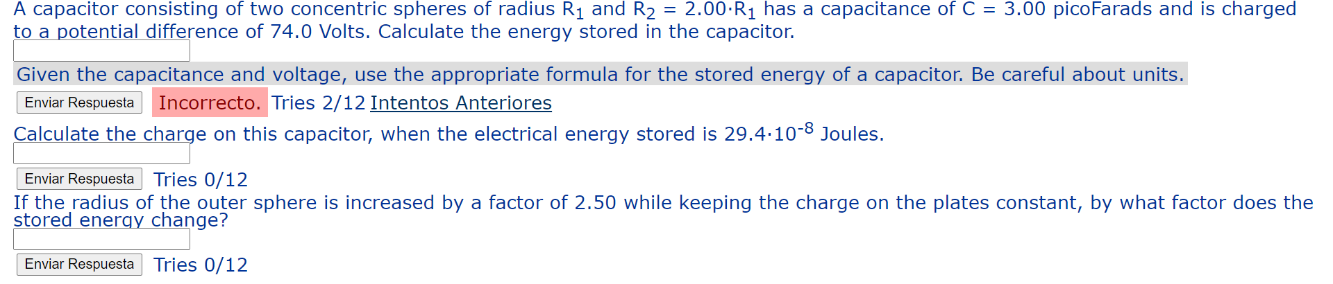 Solved A capacitor consisting of two concentric spheres of | Chegg.com