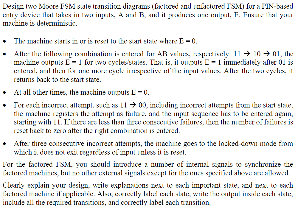 Solved Design two Moore FSM state transition diagrams | Chegg.com