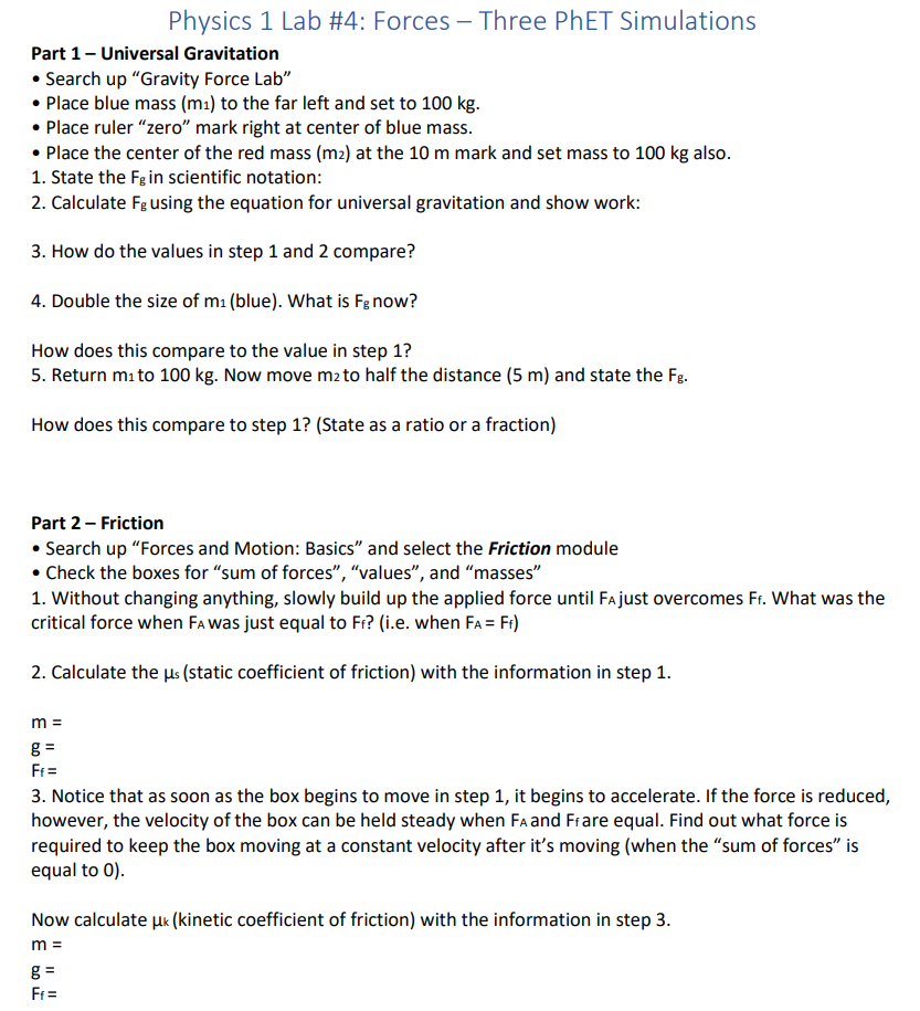 Solved Part 1 - Universal Gravitation • Search up "Gravity | Chegg.com