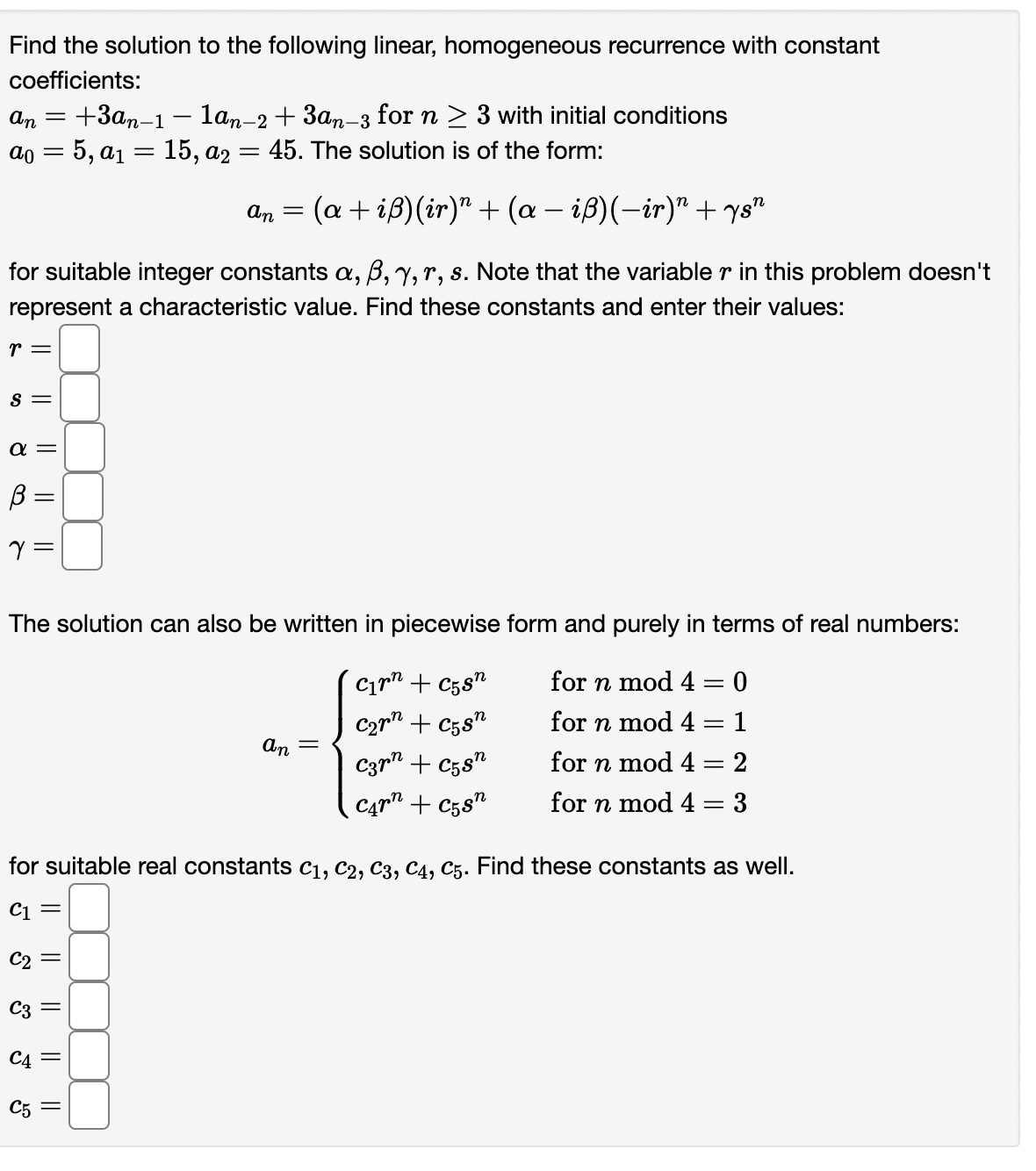 Solved Find The Solution To The Following Linear